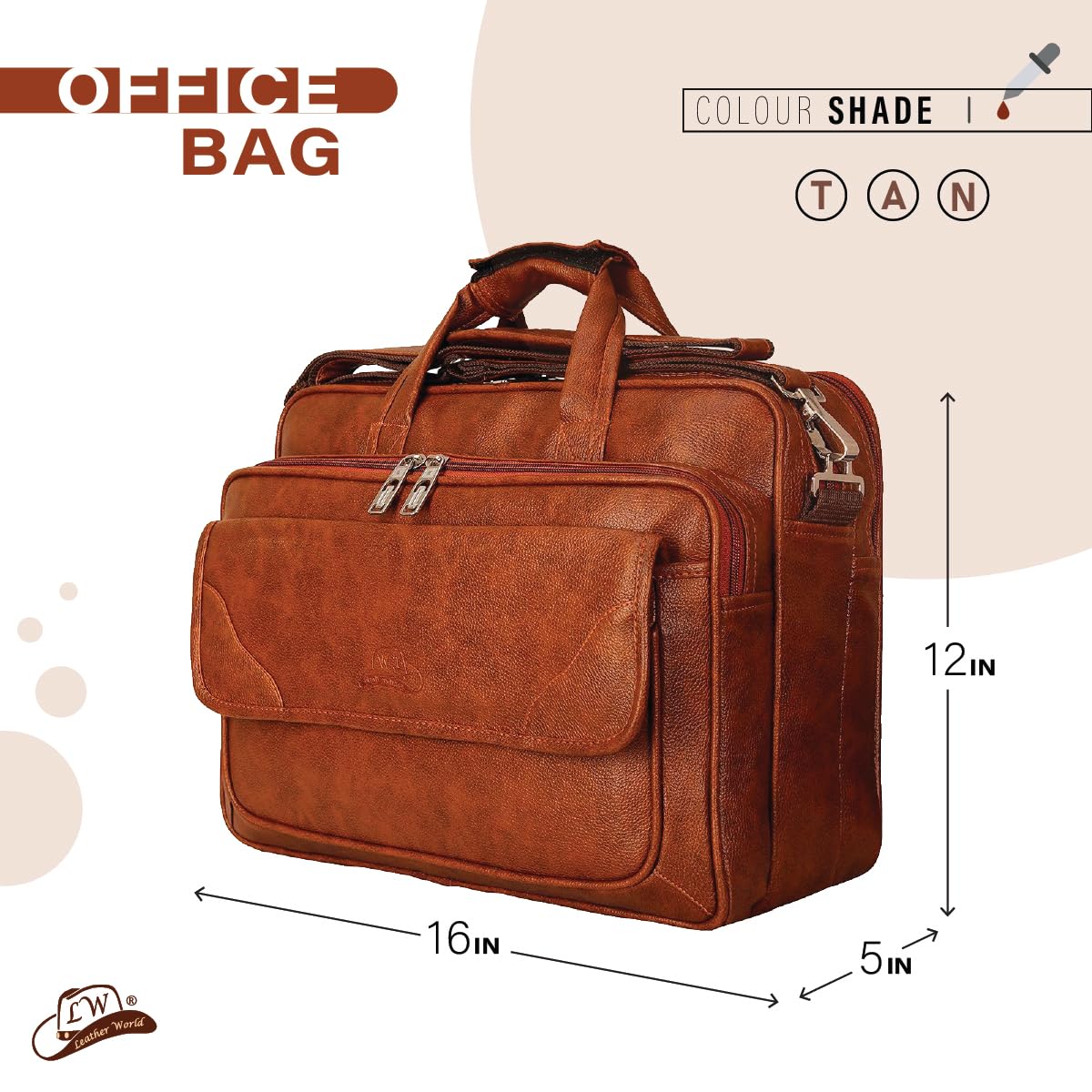 Expandable Leatherette Brown Unisex Office Laptop Messenger Bag ...